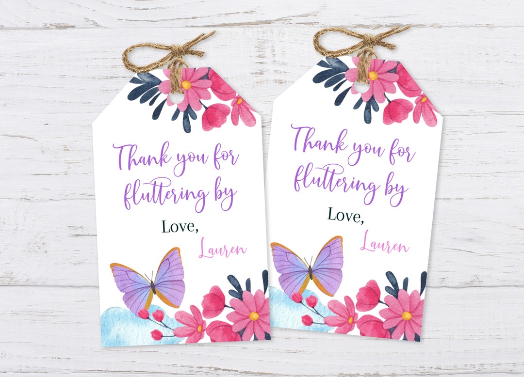 Butterfly Thank You Tags, Butterfly Thank You Favor Tag, Butterfly ...
