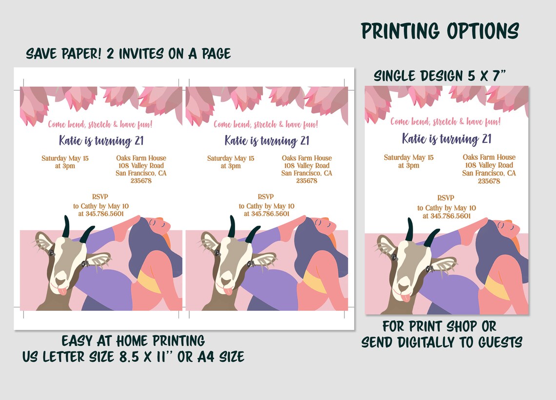 Goat Yoga Invitation, Goat Yoga Birthday Invitation, Yoga Invitation ...