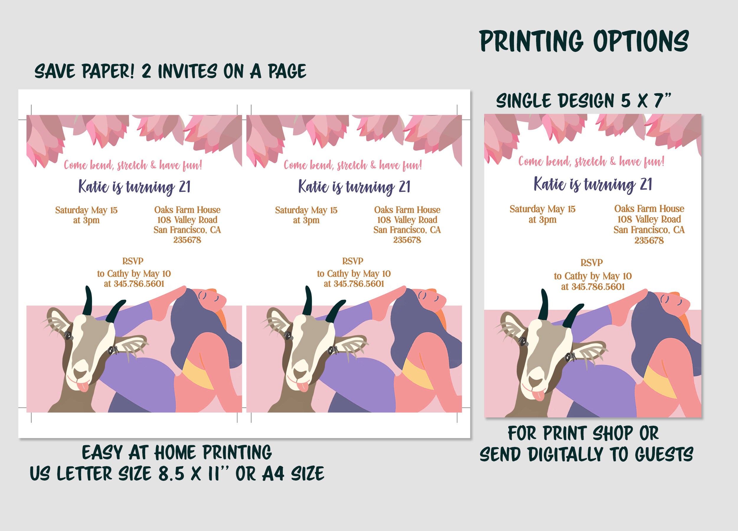 Goat Yoga Invitation, Goat Yoga Birthday Invitation, Yoga Invitation ...