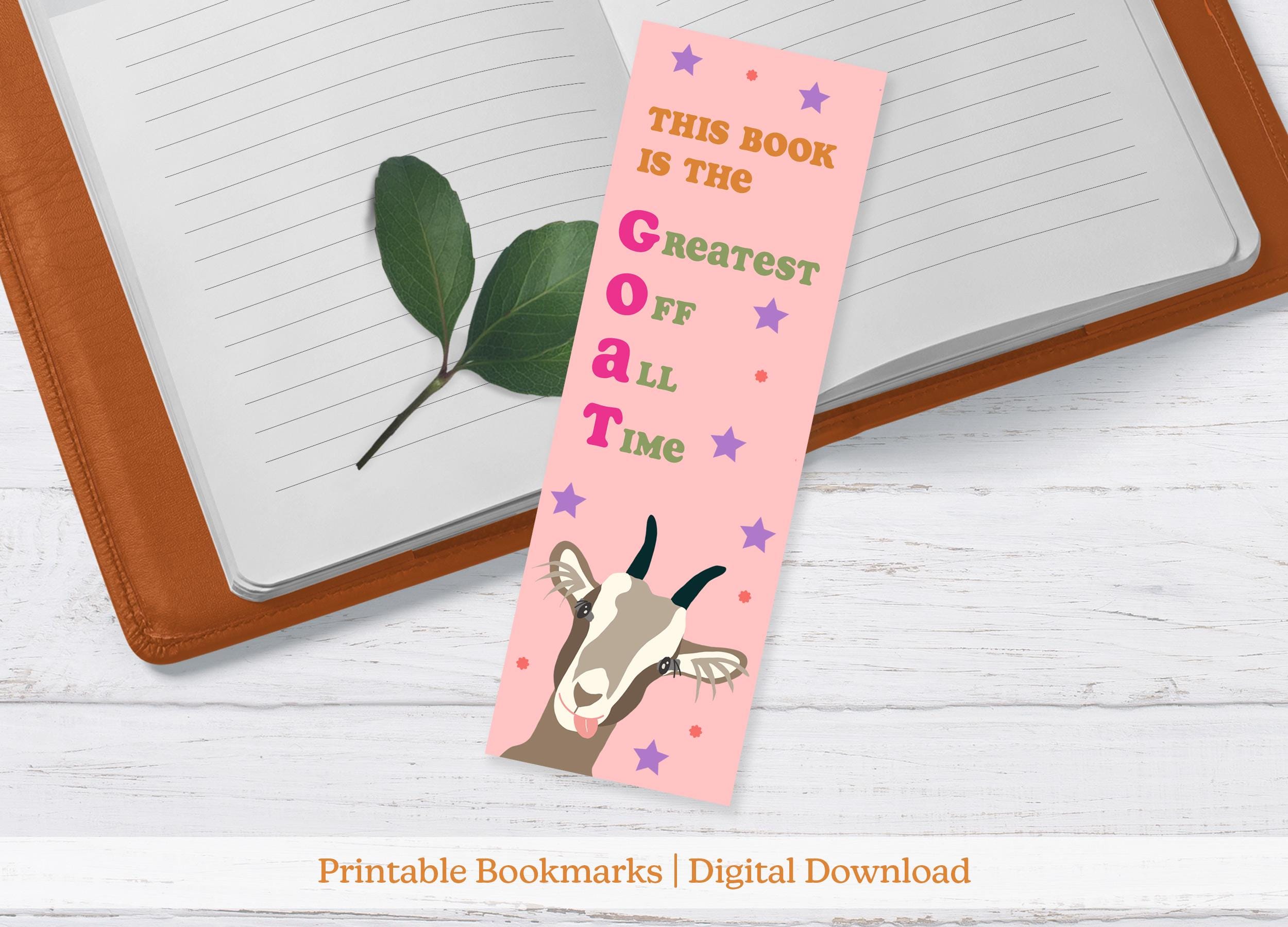 Goat Bookmark, Printable Bookmarks, Digital Bookmarks, Goat Printable ...