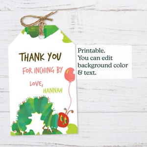 Hungry Caterpillar Thank You Tag, Hungry Caterpillar Favor Tags, Very ...