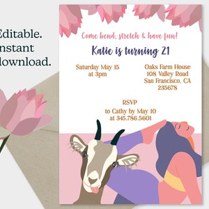 Goat Yoga Invitation, Goat Yoga Birthday Invitation, Yoga Invitation ...