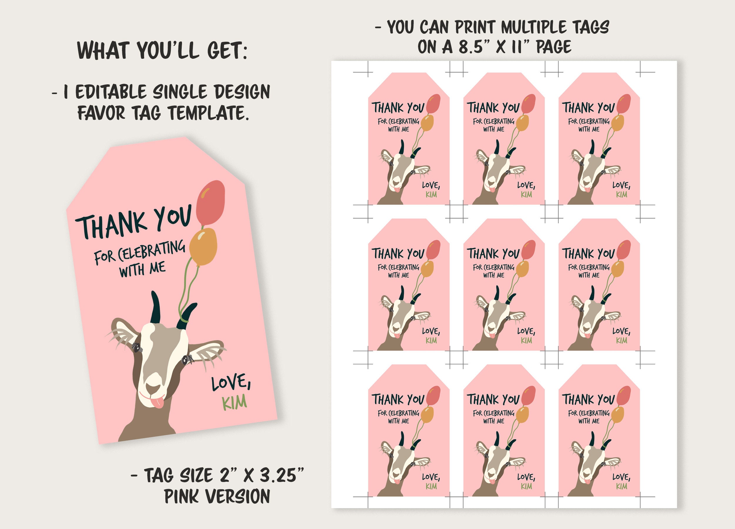 Farm Thank You Tags, Farm Favor Tags, Goat Thank You Tags, Goat Party ...