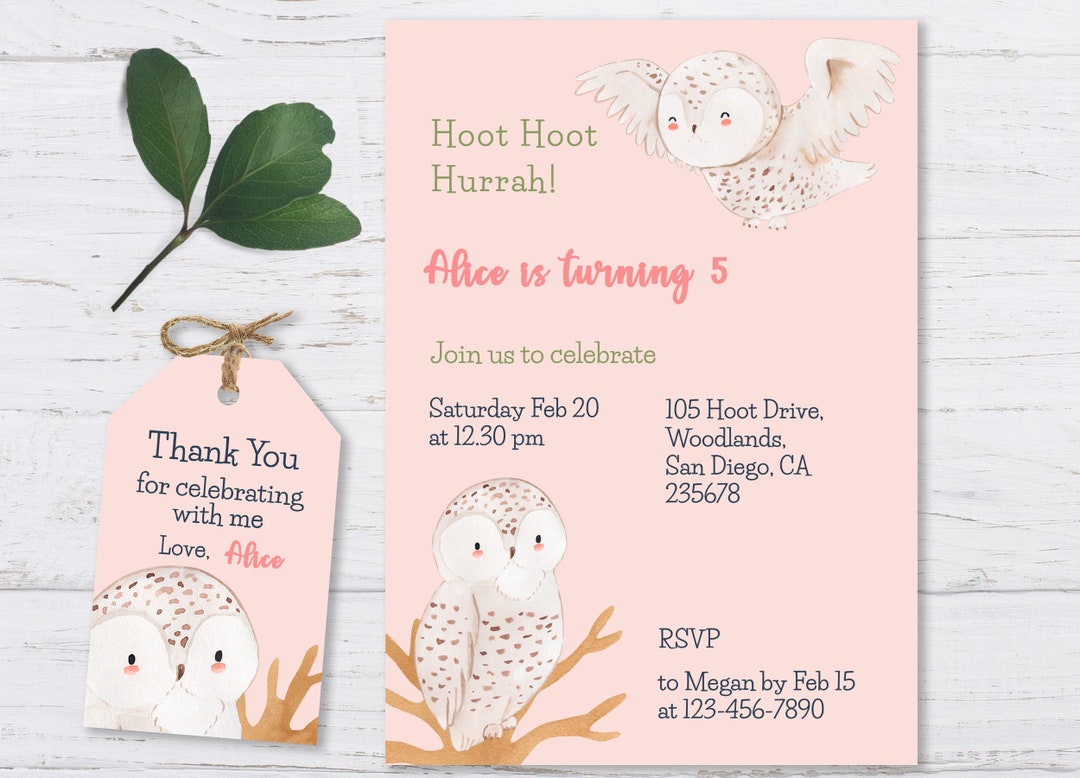 Owl Invitation, Owl Birthday Invitation, Owl Birthday Invitation ...