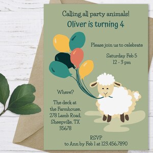 Sheep Invitation, Sheep Birthday Invitation, Sheep Birthday Invitation ...