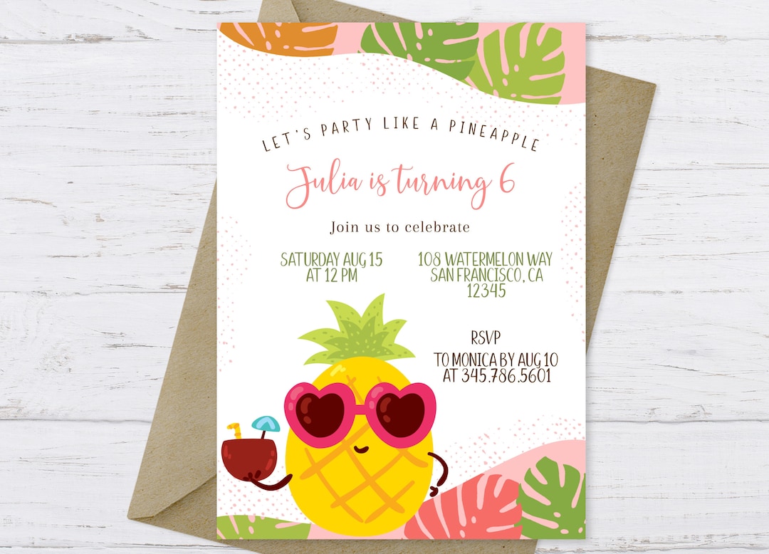 Pineapple Invitation, Pineapple Birthday Invitation, Pineapple Party ...