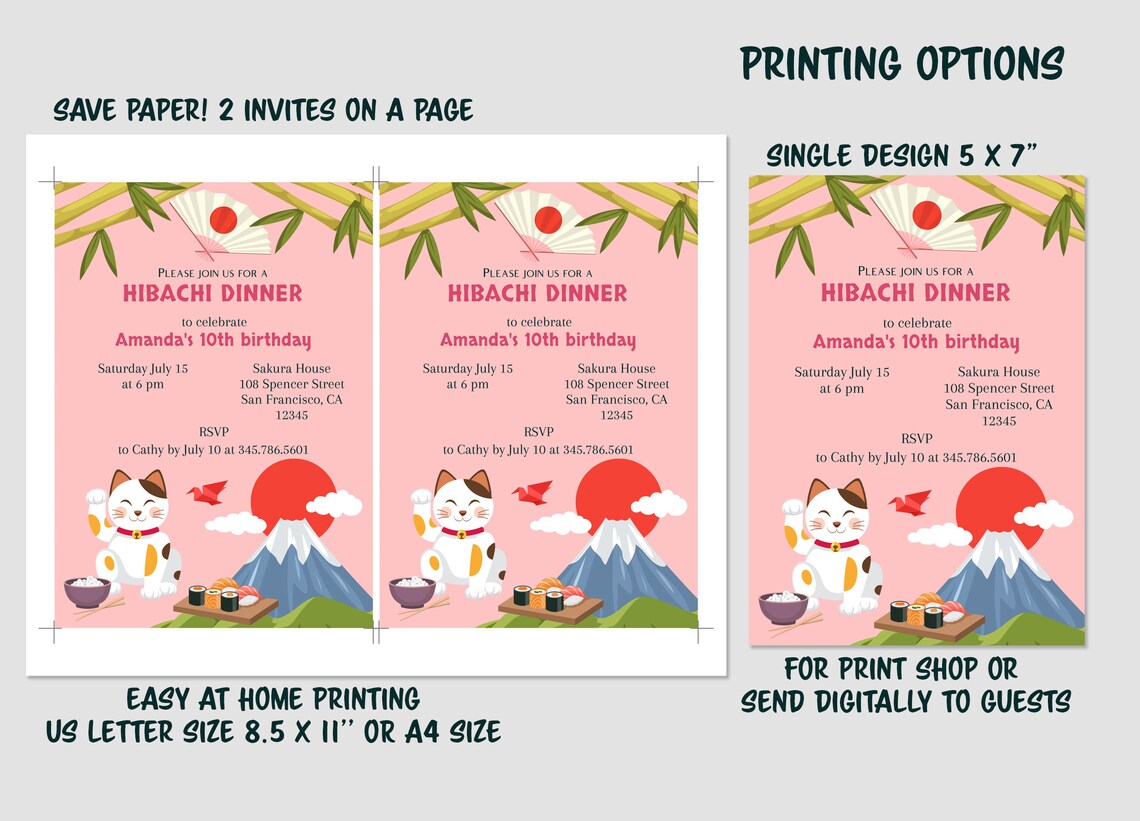 Hibachi Invitation, Hibachi Dinner Invitation, Japanese Invitation ...