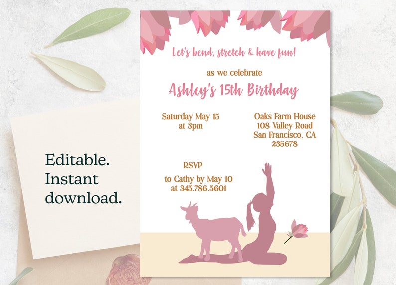 Goat Yoga Invitation Goat Yoga Birthday Invitation Yoga - Etsy