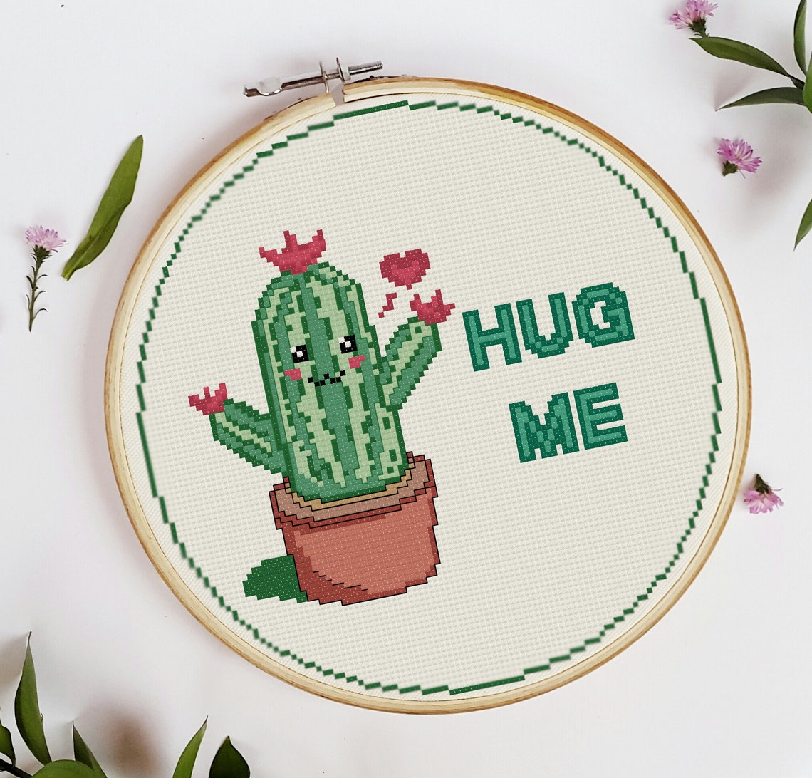 Cactus Cross Stitch Pattern Cute Cross Stitch Plant Cross - Etsy