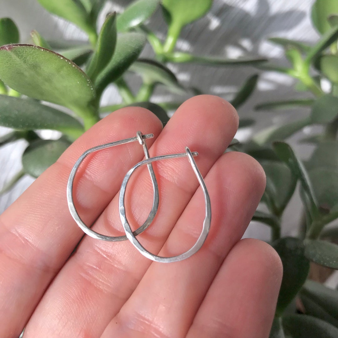 Handmade Recycled Sterling Silver Hoop Earrings: Minimalist Boho Style ...