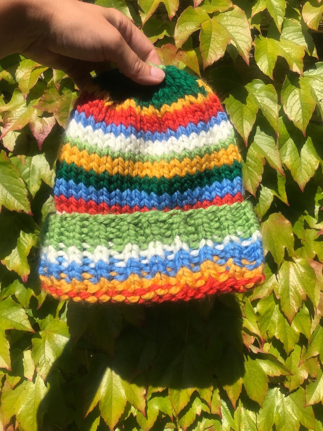 Hand Knit Beanies / Colorful / Chunky Knit Hat / Outdoorsy / Boho Style ...