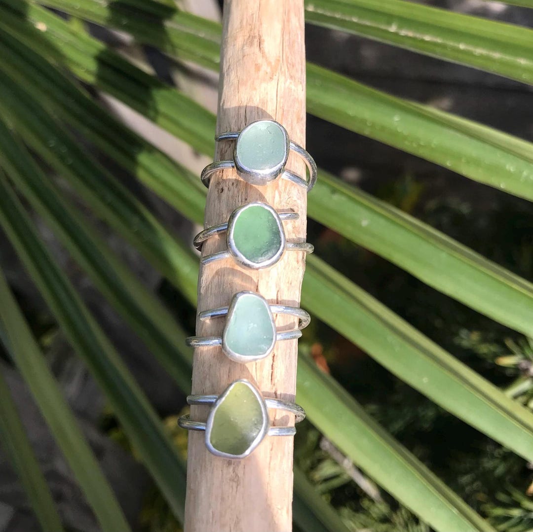 Handmade Silver Sea Glass Ring. Adjustable Size / Choose Your Own ...