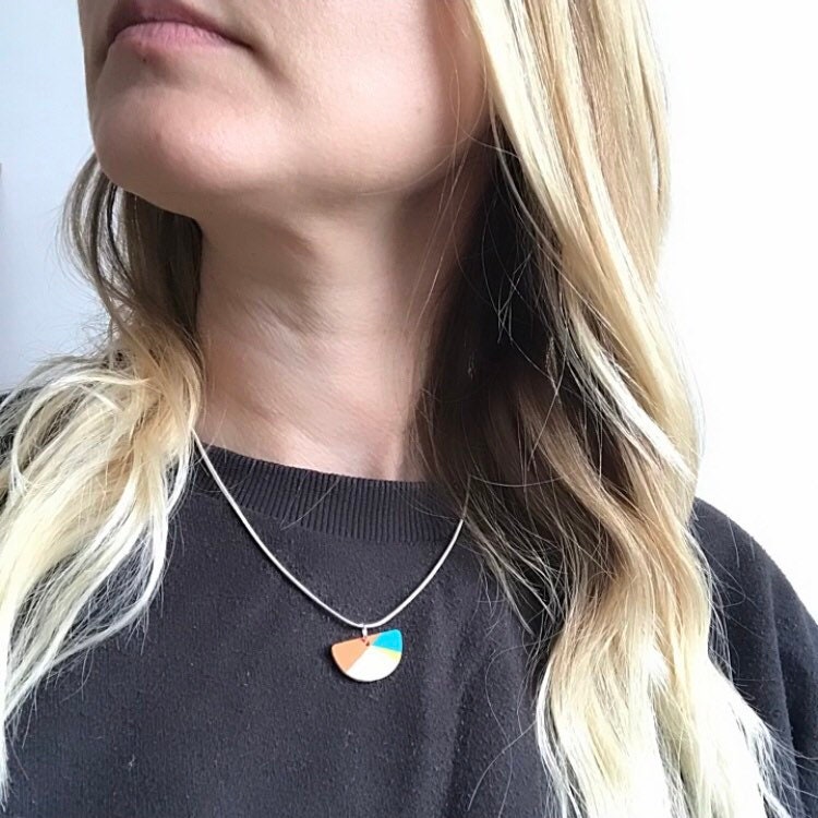 Handmade Recycled Wooden Eco Necklace Hand Painted With a | Etsy UK
