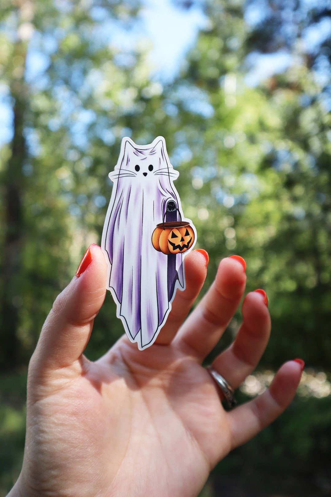 Ghost Cat Waterproof Vinyl Sticker - Etsy