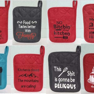 Pot holders various funny sayings | Etsy