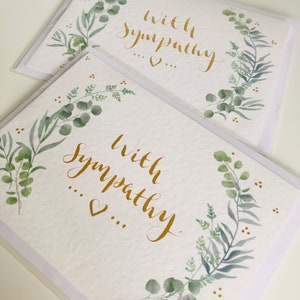 Handmade Sympathy Card - Gold Calligraphy on Watercolor Wreath ...