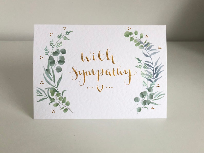 Handmade Sympathy Card - Gold Calligraphy on Watercolor Wreath ...