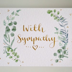 Handmade Sympathy Card - Gold Calligraphy on Watercolor Wreath ...