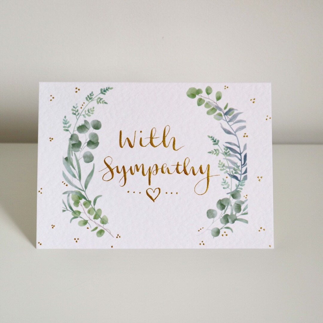 Handmade Sympathy Card - Gold Calligraphy on Watercolor Wreath ...