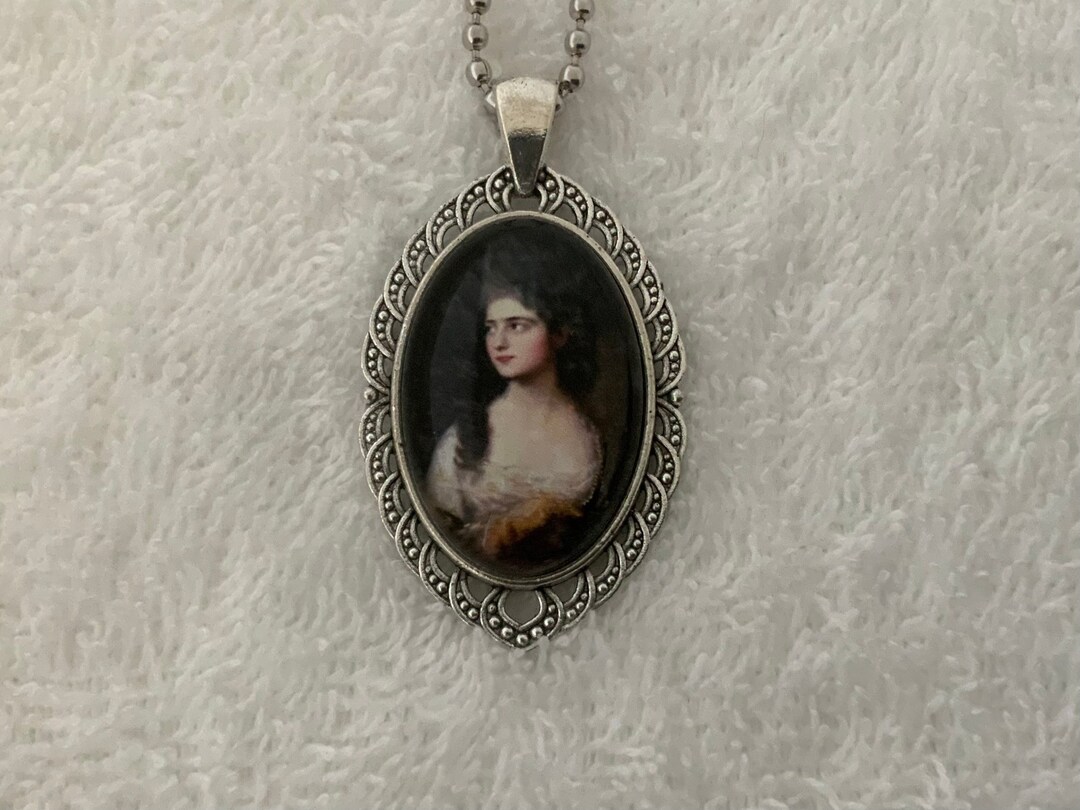 Portrait of Elizabeth Linley English Rococo Art Print Pendant Necklace ...