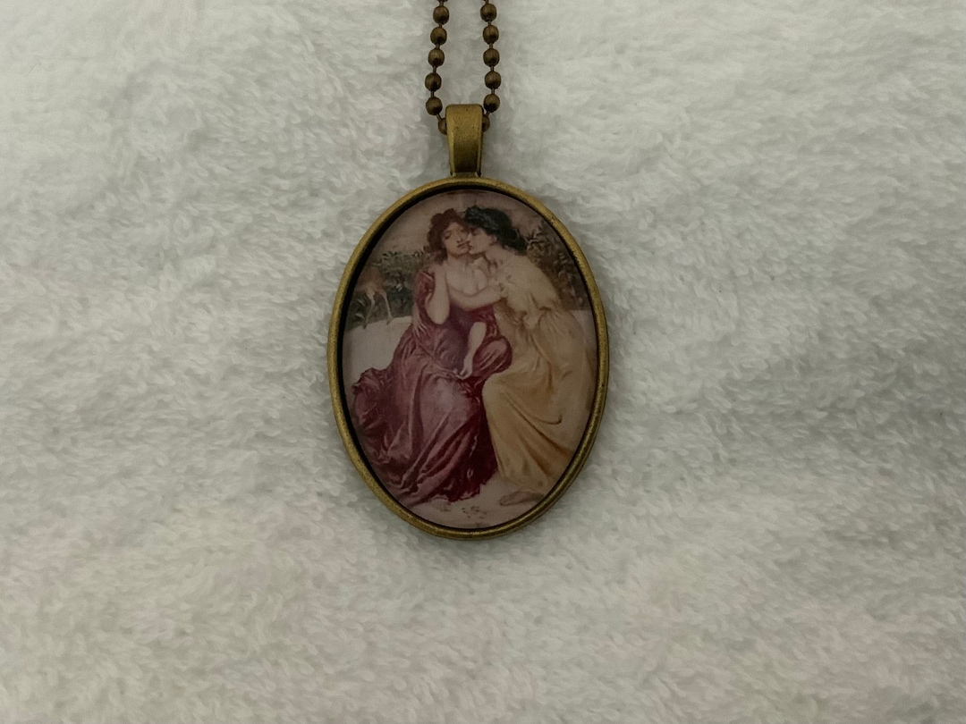 Sappho and Erinna- Pre-Raphaelite Art Print Pendant Necklace- Women in ...