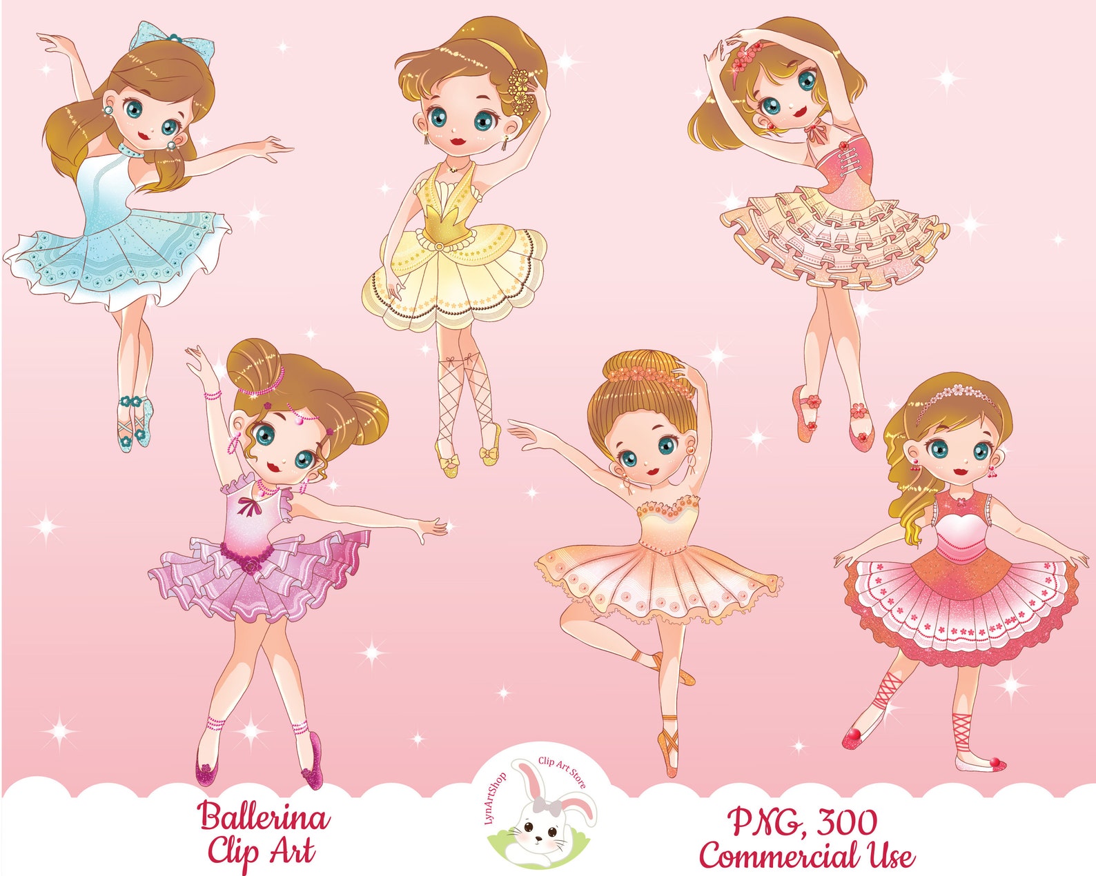 Ballerina Clipart, Ballerina Clip Art, Cute Ballerina, Dancing Girl ...