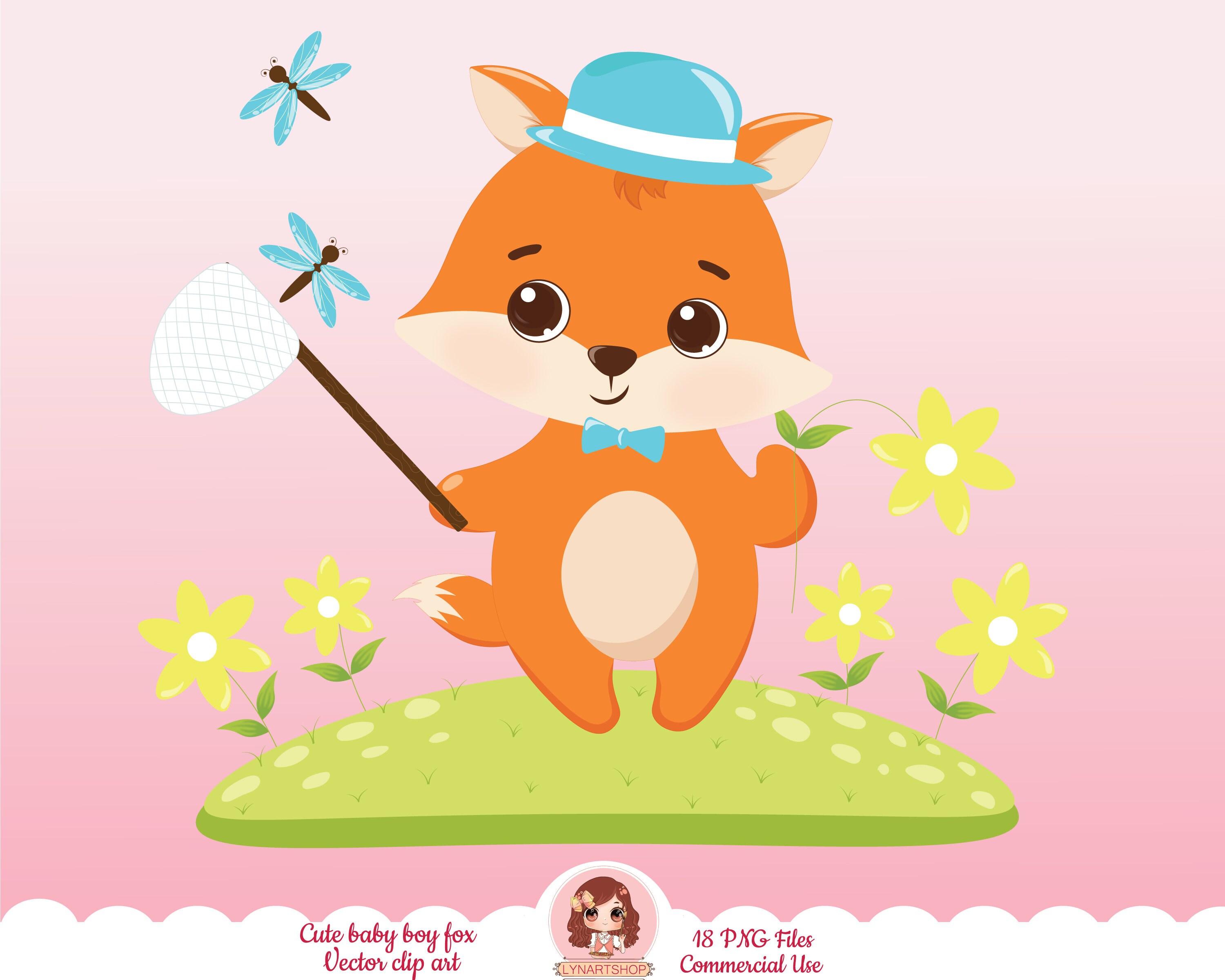 Fox Clipart Baby Boy Fox Clipart Cute Fox Vector Clipart for - Etsy