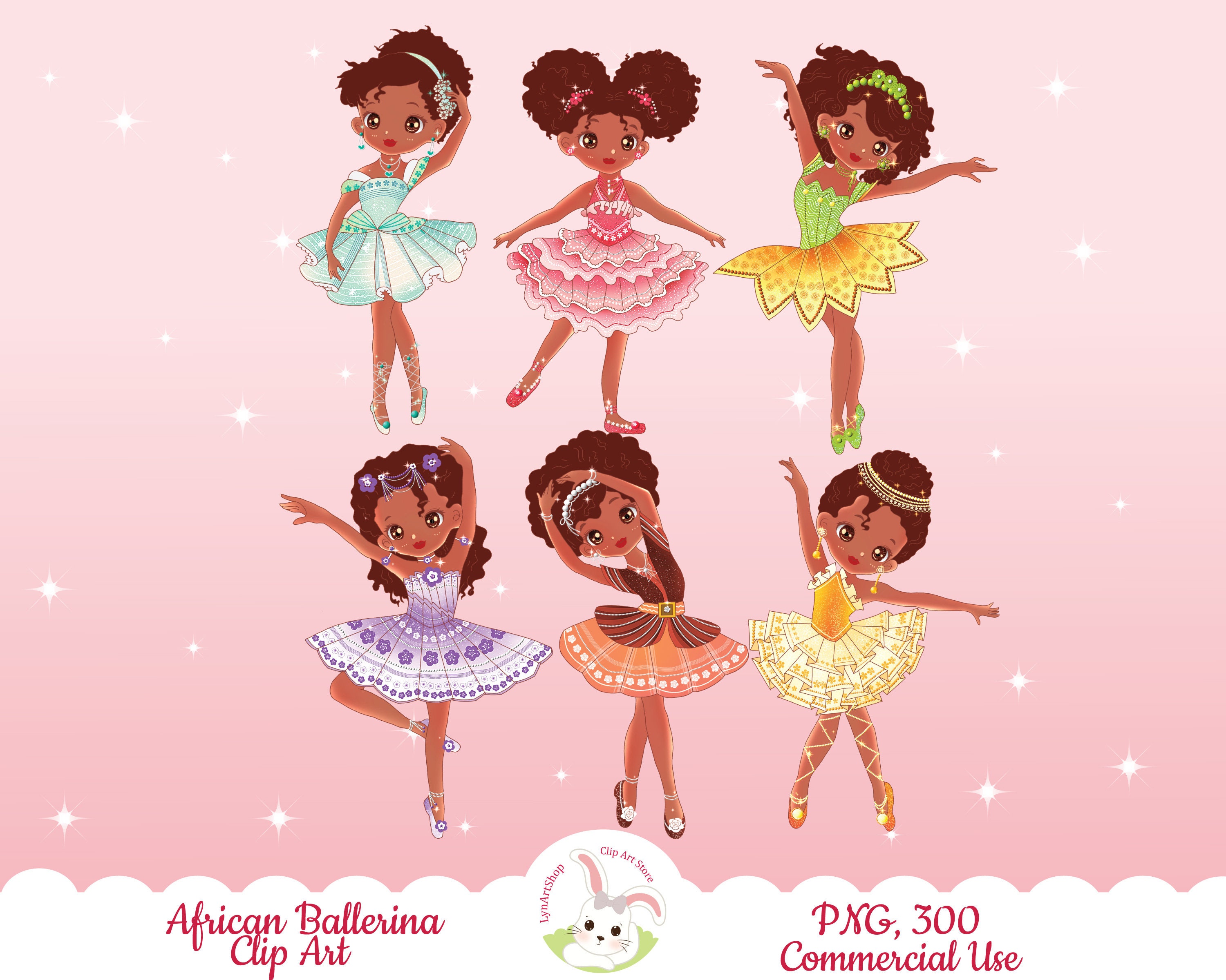 African Ballerina Clipart, Ballerina Clip Art, Cute Black Ballerina ...