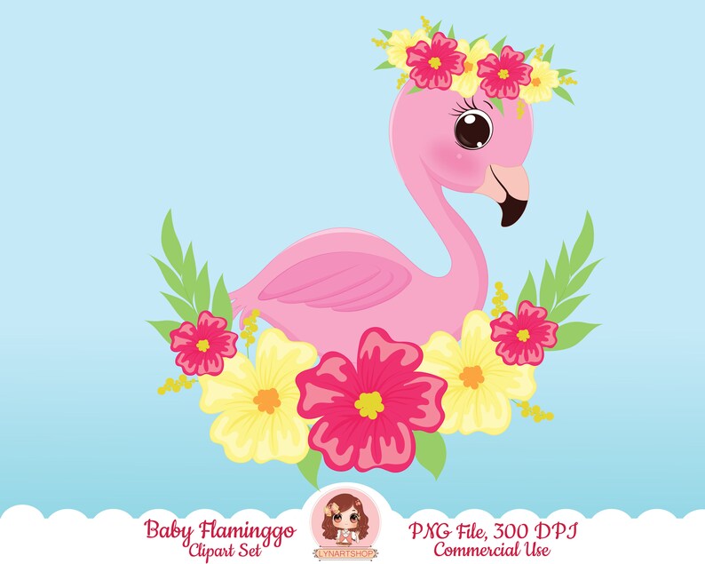 Flamingo Clipart Baby Flamingo Clipart Cute Flamingo Clip - Etsy