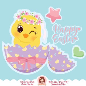 Easter Bunny Clipart, Cute Spring Clipart, Easter Egg Clip Art, Duck ...