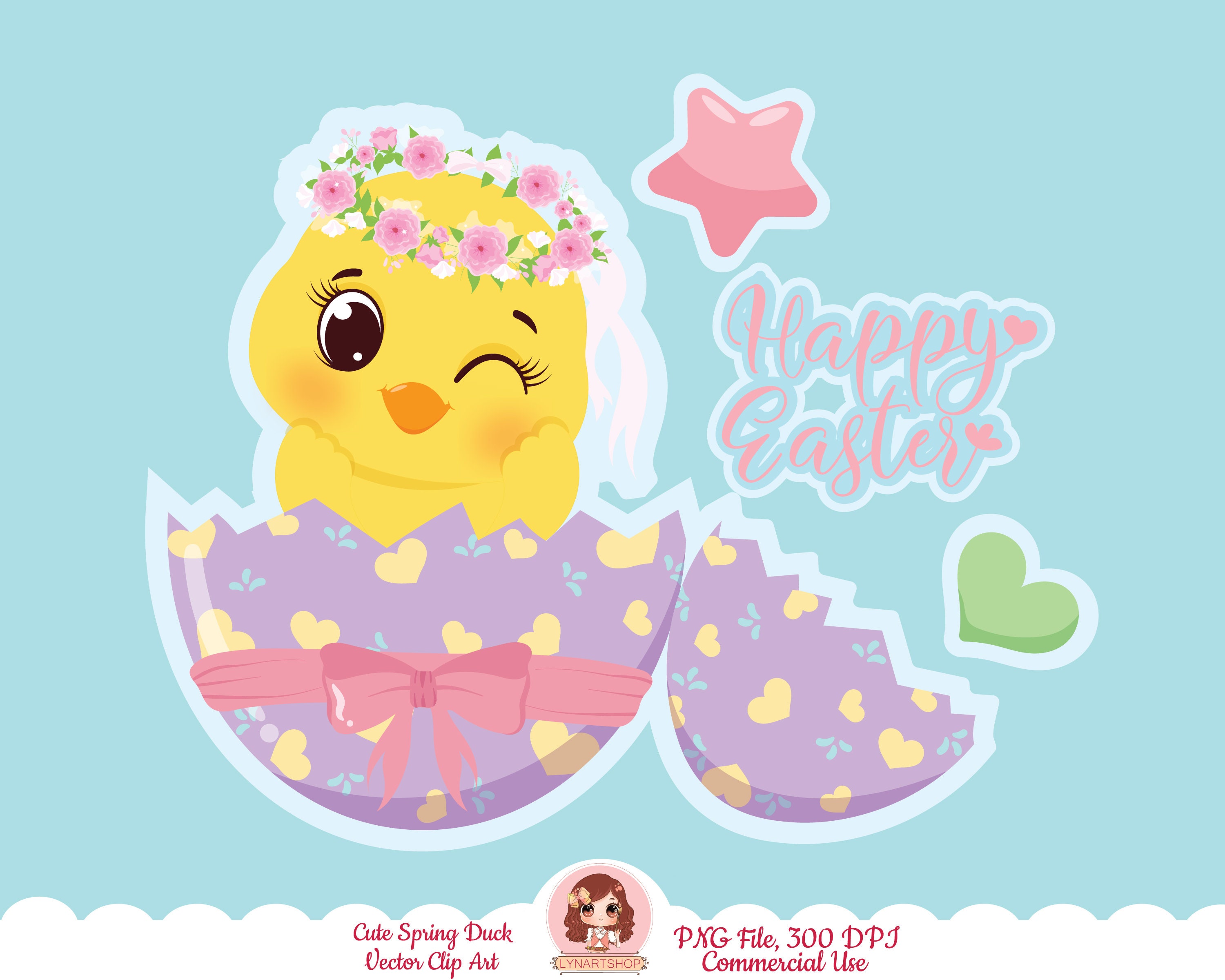 Easter Bunny Clipart, Cute Spring Clipart, Easter Egg Clip Art, Duck ...