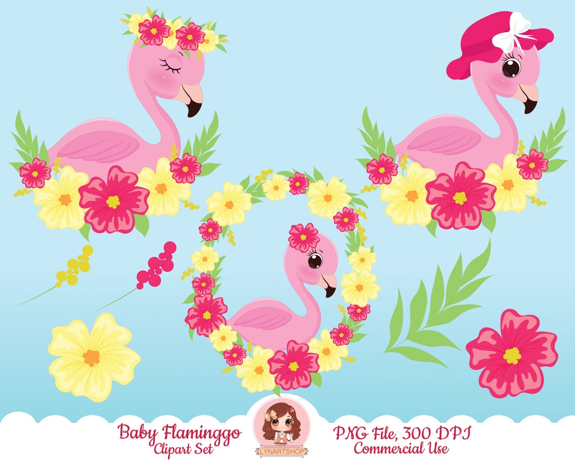 Flamingo Clipart Baby Flamingo Clipart Cute Flamingo Clip - Etsy