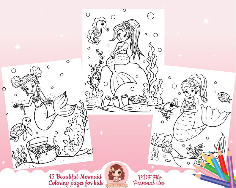 Mermaid Coloring Pages, Summer Theme Coloring Pages, Mermaids Coloring ...