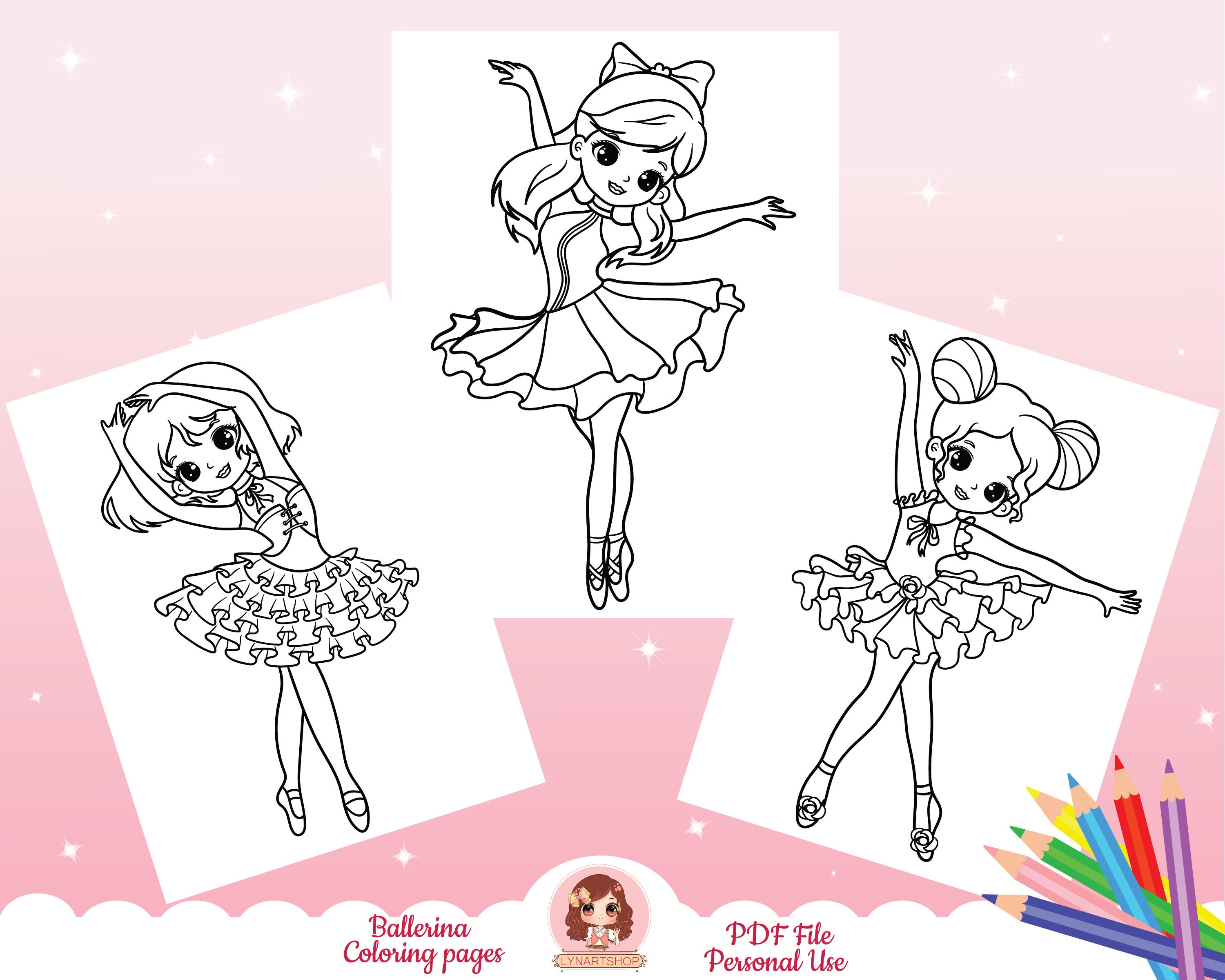 Ballerina Coloring Pages for Kids Printable Coloring Sheets - Etsy