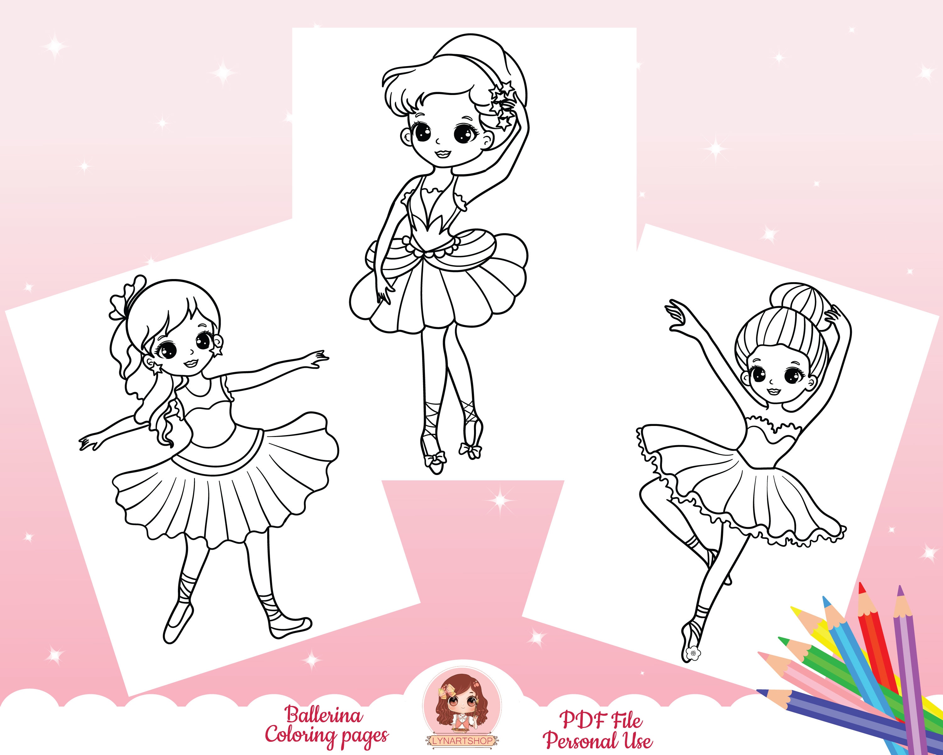 Ballerina Coloring Pages for Kids Printable Coloring Sheets - Etsy
