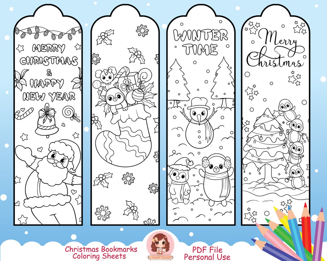 Printable Bookmarks, Christmas Bookmarks for Kids and Adults, Winter ...
