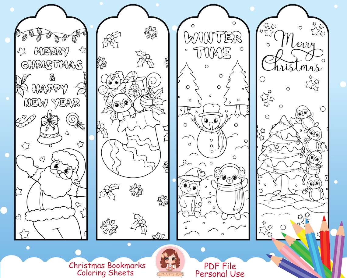 Printable Bookmarks, Christmas Bookmarks for Kids and Adults, Winter ...