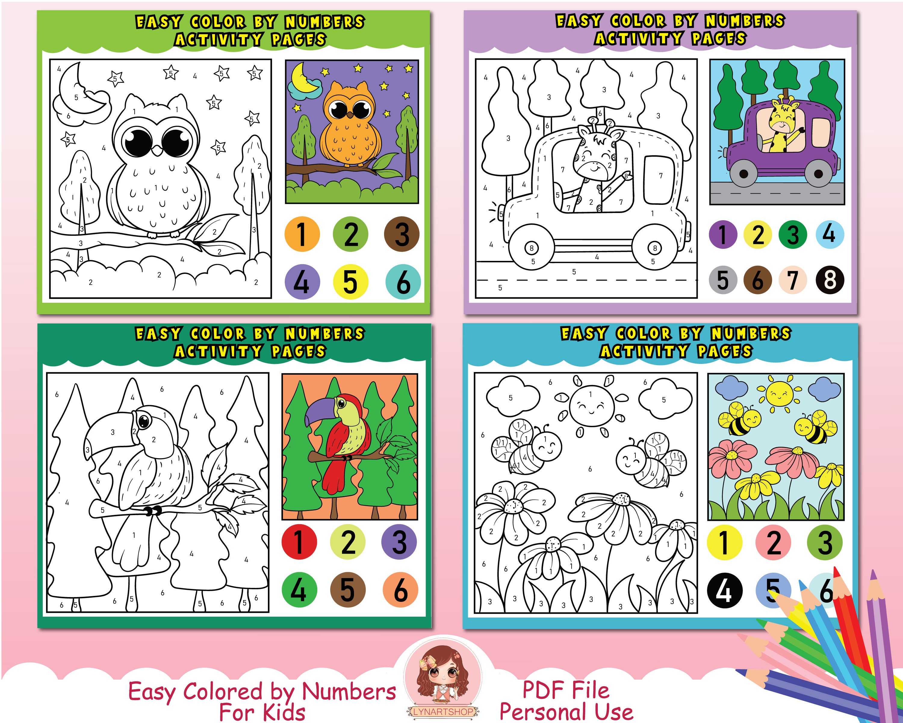 Color by Numbers Printable Activity Sheets for Kids, Learning ...