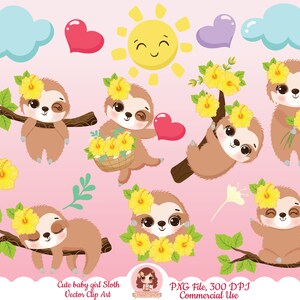 Cute Sloth Clipart, Cute Sloth, Sloth Clip Art, Set of Cute Sloths ...