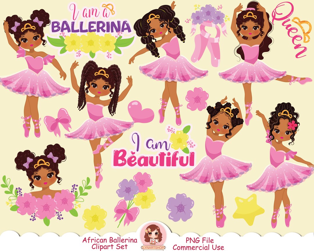 African Ballerina Clipart, Ballerina Clip Art, Cute Black Ballerina ...