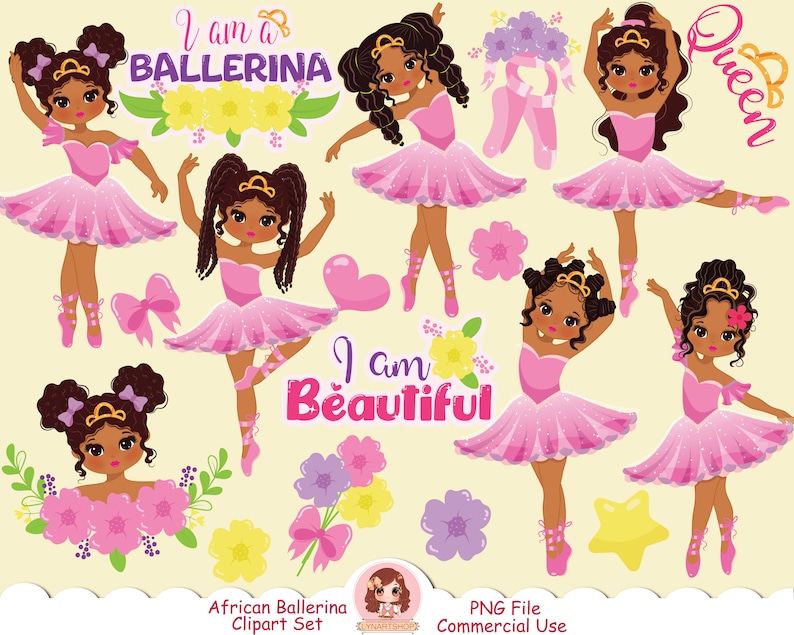 African Ballerina Clipart, Ballerina Clip Art, Cute Black Ballerina ...