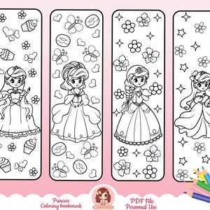 Printable Bookmarks for Kids, Set of 4 Bookmarks Princess Theme ...