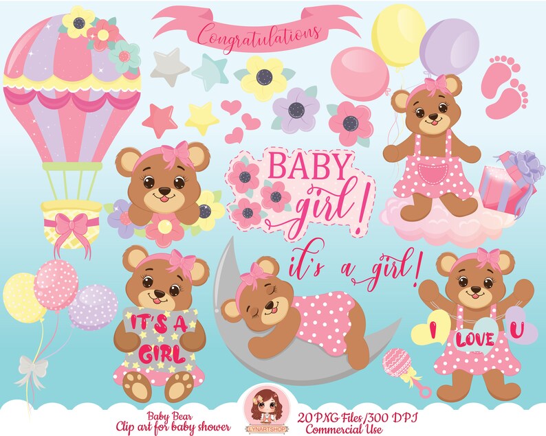 Cute Teddy Bear Clipart Nursery Clipart Baby Shower Bear - Etsy