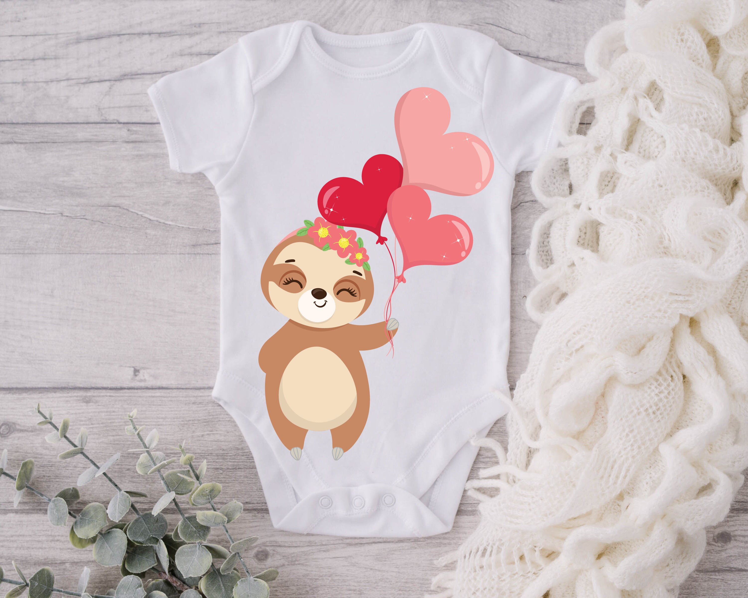 Cute Valentine Sloth Clipart Baby Girl Sloth Baby Boy Sloth - Etsy
