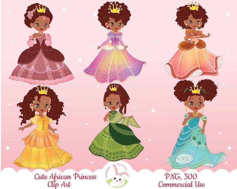 Cute African Princess, Cute Black Princess Clipart, Princess Clipart ...