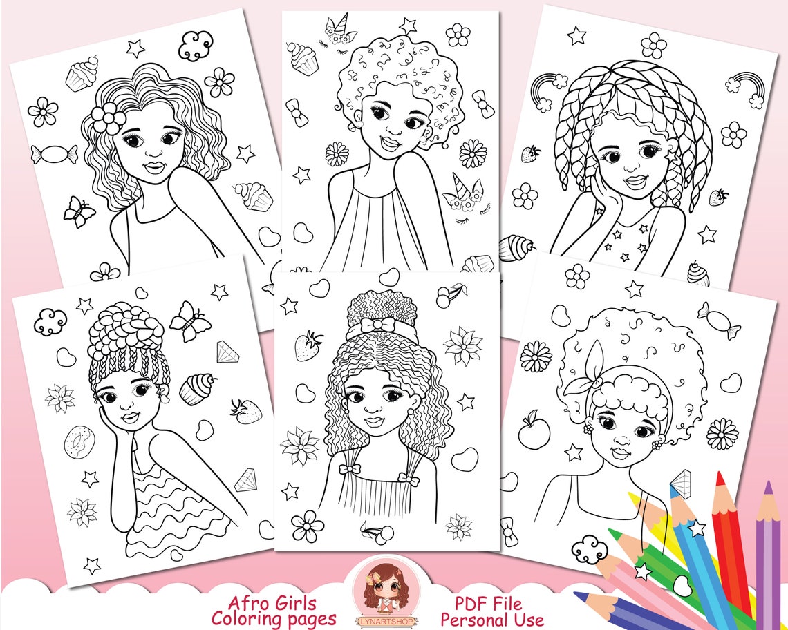 Cute African Girls Coloring Pages, Afro Girls, Black Girls Coloring ...