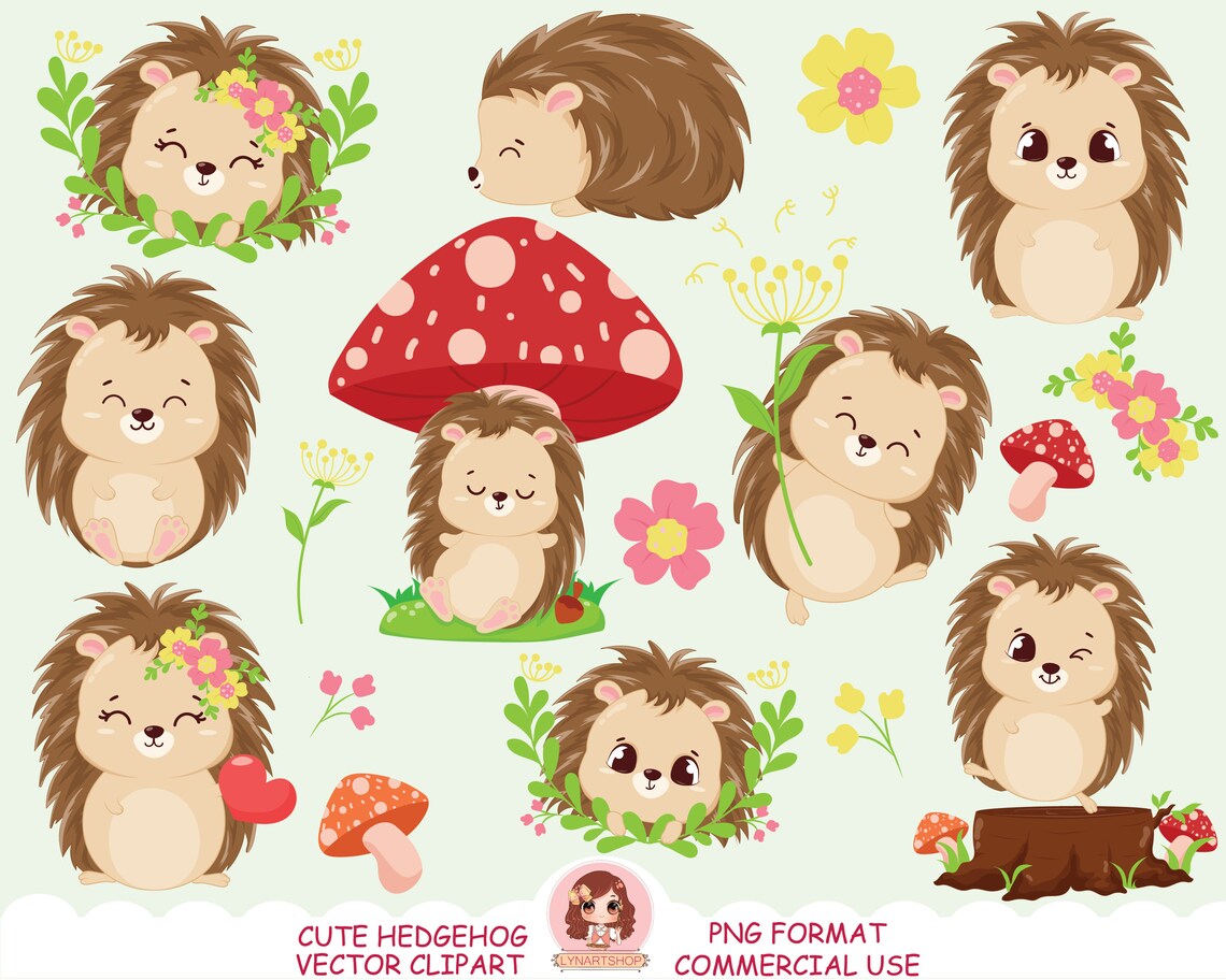 Cute Hedgehog Clipart Hedgehogs Clip Art Woodland Animals - Etsy