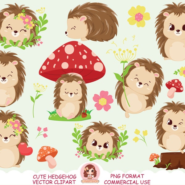 Hedgehog Clip Art - Etsy