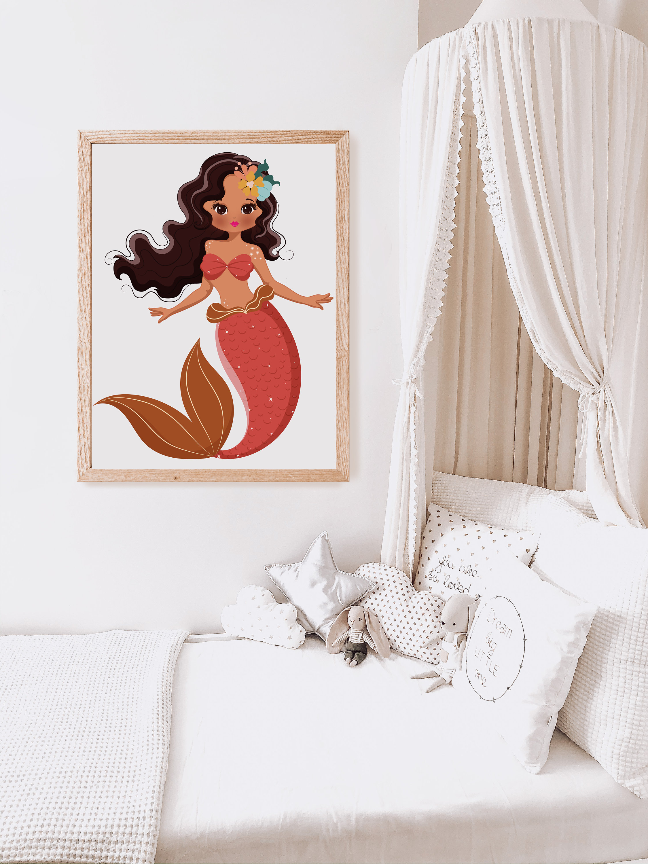 Cute African Mermaid Clipart PNG, Black Mermaid Clip Art, Little ...