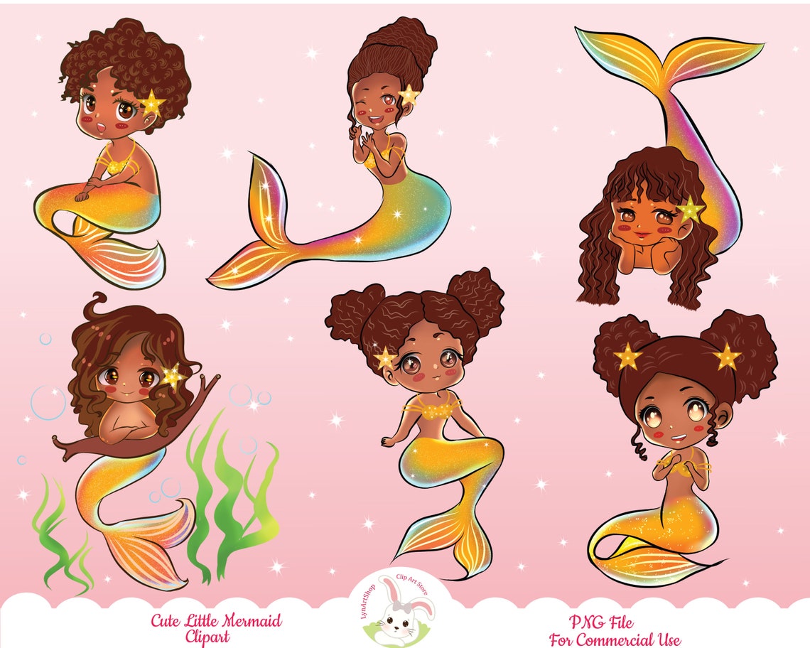 Mermaid Clipart, Mermaid Clip Art Set, Sublimation Designs, Cute ...